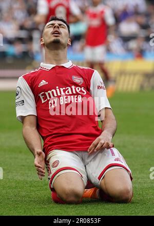 Arsenal's Gabriel Martinelli reacts after scoring during the Premier ...