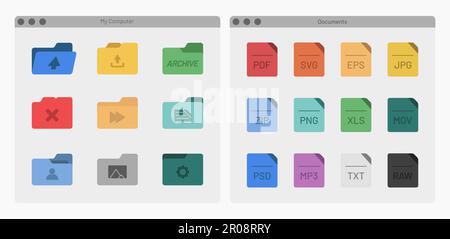 desktop interface window with folders files isolated simple ui vector ...