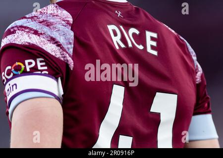 Declan Rice of West Ham looks on during the Premier League match ...