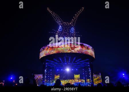 A drone display at the Coronation Concert held in the grounds of ...