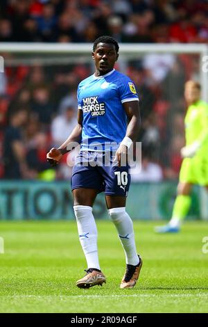 Ephron Mason-Clark #10 of Peterborough United during the Sky Bet League ...