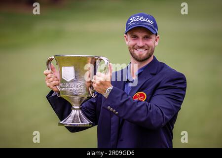 Wyndham Clark holds the trophy after winning the U.S. Open golf ...