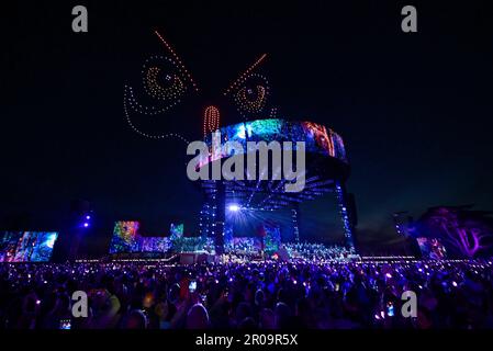 A drone light show during the Coronation Concert held in the grounds of ...