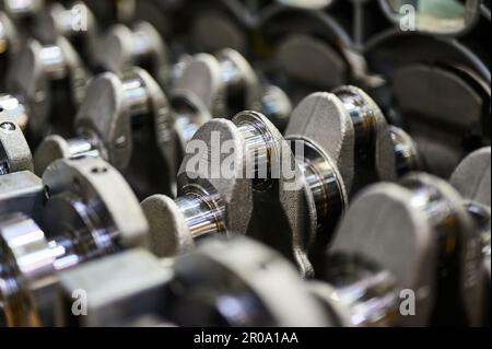 Internal combustion engine crankshafts in factory shop Stock Photo - Alamy