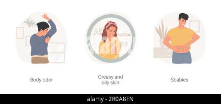 Scabies isolated cartoon vector illustration. Man with red dots on a ...