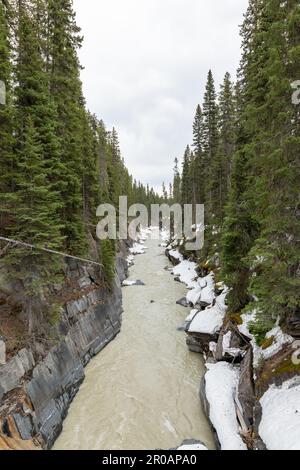Numa Falls in spring time near Banff National Park with beautiful ...
