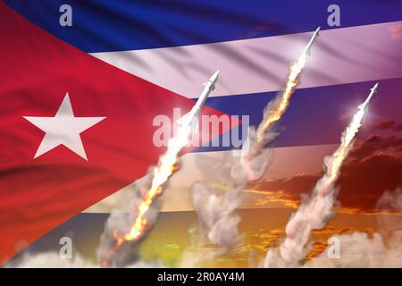 Modern strategic rocket forces concept on blue sky background, Belize ...