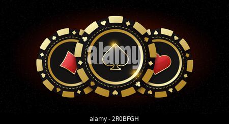 Realistic playing chip with the suit of spades, gambling tokens. Fans ...