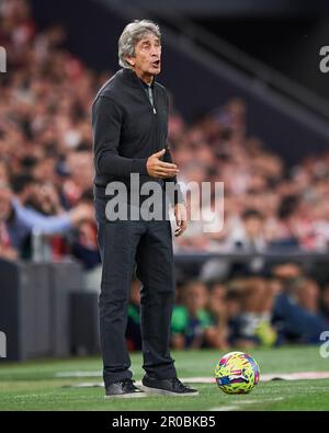 Betis' head coach Manuel Pellegrini walks during a training session ...