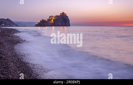 Stunning sunset over bades Castle near al hoceima on the north coast o ...