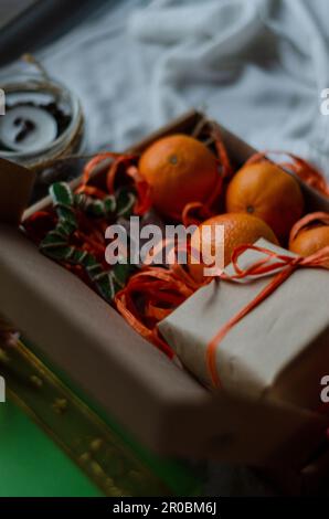 Gift boxes with fruits Stock Photo - Alamy