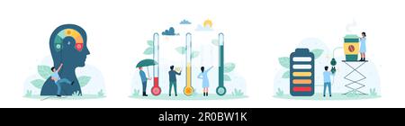Stress level measurement. Tiny people measure negative emotions and ...