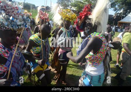 Kampala, Uganda. 7th May, 2023. A traditional cultural troupe performs ...