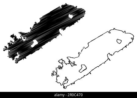 Lake Velence (Hungary) map vector illustration, scribble sketch ...