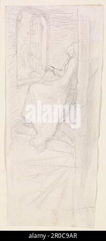 Tennyson's St Agnes Eve - Sketch of St Agnes stooping to climb the ...