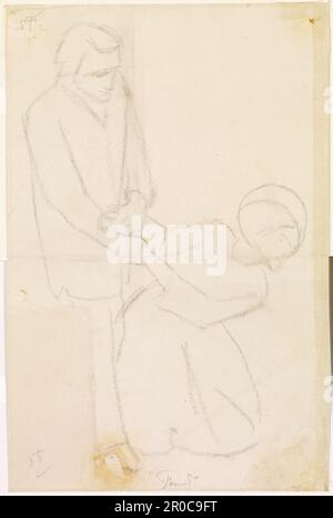 [Verso - Reverse]. Sketch of two Figures, 1840-82. Artist: Dante ...