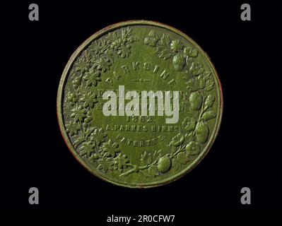 Early Plastic Sample, 1862-1900. Maker Unknown. Green plastic disc ...