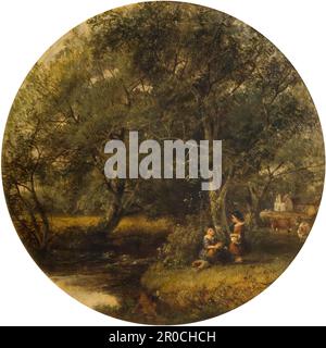 The Stream, 1875 By James Baylis Allen, Girl, Tree, Oil Painting, Boy ...