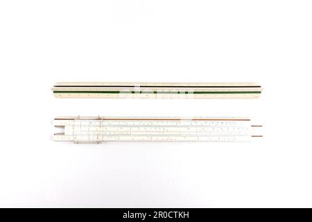 Vintage slide rule calculating and measuring instrument. Mechanical ...