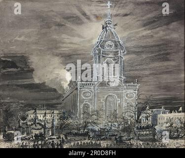Ink Wash Drawing. - St Philip's Church, Illuminated, Birmingham ...