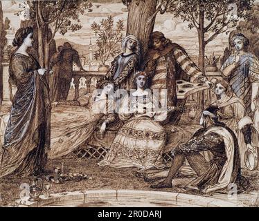 Boccaccio's Decameron - Garden Scene from the Introduction, 1859. Pen ...