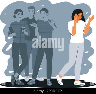 Social phobia, anxiety disorder consept. Sad woman struggle with loneliness and solitude in ...