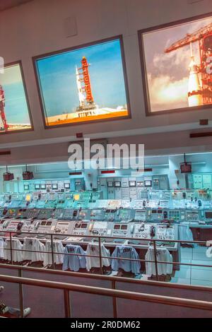 Apollo 1960s mission control equipment on display in Kennedy Space ...