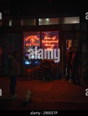 Overthrow Boxing Club neon signs, Manhattan, New York Stock Photo - Alamy