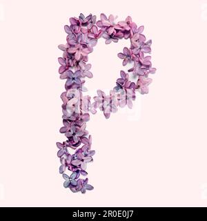 The letter N made of lilac flowers. Square photo with white background ...
