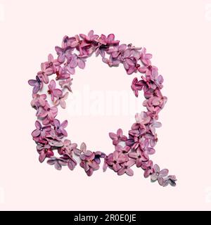 The letter H made of lilac flowers. Square photo with white background ...