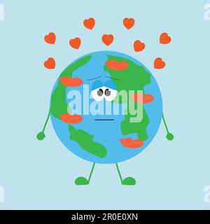 Sad planet in love with red lips from kisses Stock Vector Image & Art ...