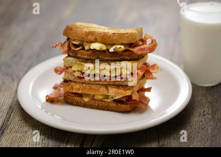 Toast with peanut butter, banana, and bacon. The Elvis sandwich Stock ...
