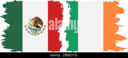 Mexico and Ireland grunge flags connection, vector Stock Vector Image ...