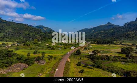 Aerial of the mountain scenery around Man, Ivory coast Stock Photo - Alamy