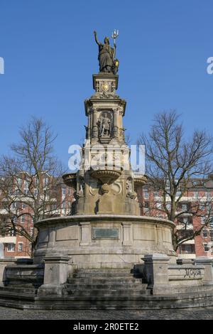 Female figure of Hansa, Hansabrunnen, Hansaplatz, St. Georg, Hamburg ...