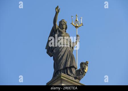 Female figure of Hansa, Hansabrunnen, Hansaplatz, St. Georg, Hamburg ...