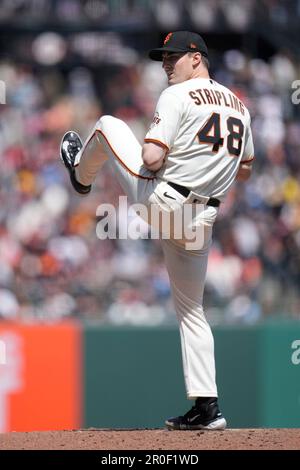 San Francisco Giants pitcher Ross Stripling throws against the Oakland ...
