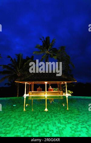 The deserted pool of the Amandari Resort in the evening, Yeh Agung ...