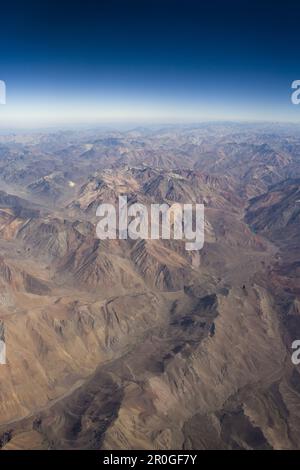 Aerial view of the Andes Mountains on the flight between Argentina and ...