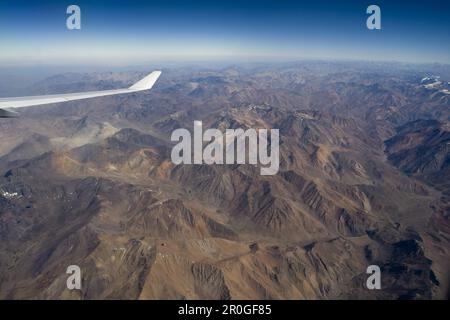 Aerial view of the Andes Mountains on the flight between Argentina and ...