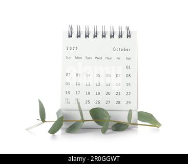 Flip calendar for October on white background Stock Photo - Alamy