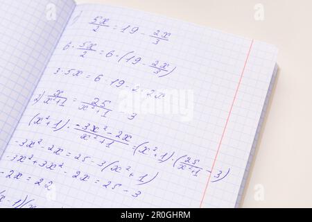 Copybook with maths formulas isolated on white background Stock Photo ...