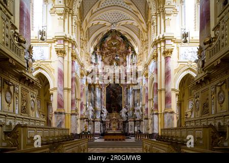 Central aisle of the Ebrach minster, a former cistercian monastery ...