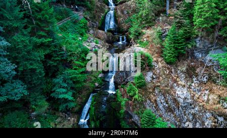 A stunning view of the Triberg Waterfalls in the Black Forest of Baden ...