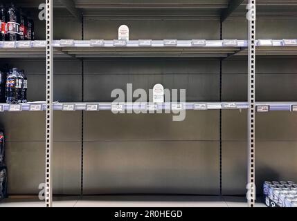 empty racks in a supermarket, Germany Stock Photo - Alamy