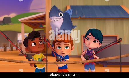 SHARKDOG, from left: Max (voice: Liam Mitchell), Sharkdog (voice: Dee ...