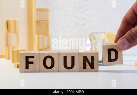 word found on white toy cubes, concept Stock Photo - Alamy