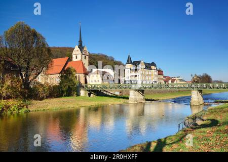 City of Gera above the river Weisse Elster, Gera, Thuringia, Germany ...