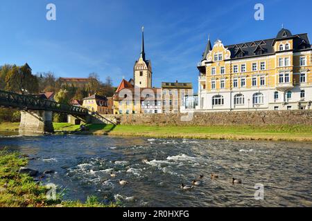 City of Gera above the river Weisse Elster, Gera, Thuringia, Germany ...