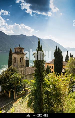 Valsolda, Lake Lugano (Lago di Lugano), view to San Mamete in Como ...